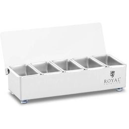 ROYAL CATERING - Zutatenbehälter Aufsatzboard Zutatenbehälter Edelstahl 5 x 0,4 l mit Abdeckung