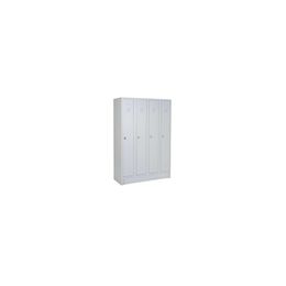 Ceha Reihen- und Garderobenschrank mit 120 cm Breite und 4 Abteil in RAL7035