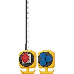 Fa.Brennenstuhl Brennenstuhl Pendel Stromverteiler, 1x CEE 400V/16A, 3x Schutzkontakt 230V, Kabellänge 5 m, Kunststoff, IP44, L 145 x B 140 x H 530 mm, gelb