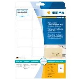 Herma Transparente Etiketten 8670 Rechteckig DIN A4 63,5 x 38,1 mm 25 Blatt à 21 Etikett