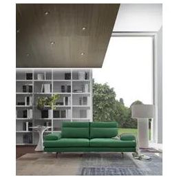 3-Sitzer Calia italia "Toby Wing, Designsofa, hochwertige Verarbeitungsdetails, bequem", grün (verde mario), B:208cm H:90cm T:113cm, Mikrofaser mit Nubuk Optik (100% Polyester), Sofas, inkl. Sitztiefenverstellung und Armteilfunktion, Füße in Schwarz matt