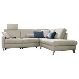 Ecksofa 3C Candy "Mainau modern und elegant, mit gutem Sitzkomfort, L-Form", grau (platin), B:257cm H:89cm T:220cm, Struktur ( 100% Polyester), Luxus-Microfaser weich: 98% Polyester, 2% Nylon, , Struktur weich (mit Wasser zu reinigen): 16% Baumwolle, 79% Polyester, 5% Polyacryl, Sofas, wahlweise mit elektrischer Relaxfunktion, Federkern