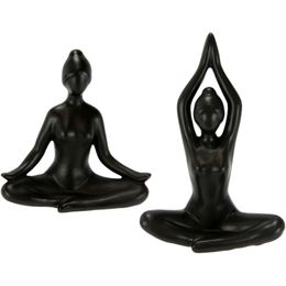 Dekofigur I.GE.A., B:16cm H:17cm, schwarz, Keramik, Wohnzimmer, Dekofiguren, "Yoga-Frau", 2er Set, Yogafigur, Yogaskulptur