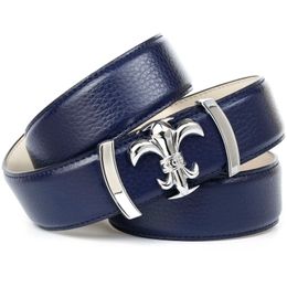 Anthoni Crown Damen Lederg&uuml;rtel, blau, Gr. 75, unifarben, Leder, G&uuml;rtel, mit Lilien-Schlie&szlig;e, abgesteppte R&auml;nder