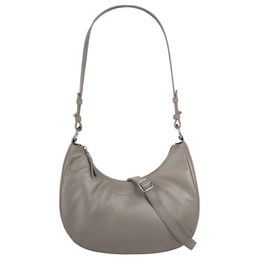 Bruno Banani Damen Umhängetasche, grau, Leder, leicht glänzend, unifarben, Taschen, echt Leder