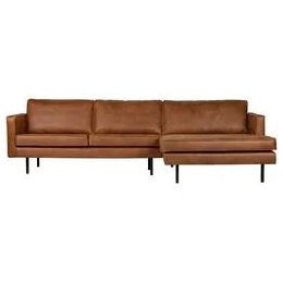 Ecksofa Woood "Rodeo Chaise Longue", braun (cognac), B:300cm H:85cm T:155cm, Sofas, frei im Raum stellbar, H 85 cm x B 300 cm