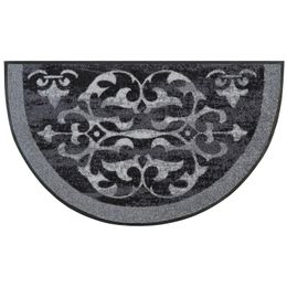 Teppich, B:50cm H:7mm L:85cm, grau, wash+dry by Kleen-Tex, Kunstfaser, Wohnzimmer, Teppiche, "Round Ornaments", rutschhemmend, In- und Outdoor