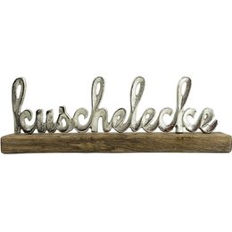 NOOR LIVING Deko-Schriftzug "Kuschelecke", B/H/T: 5cm x 12cm x 40cm, beige, Dekofiguren, aus Holz und Aluminium