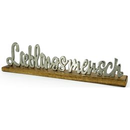 NOOR LIVING Deko-Schriftzug "Lieblingsmensch", B/H/T: 5cm x 12cm x 48cm, beige, Dekofiguren, aus Holz und Aluminium
