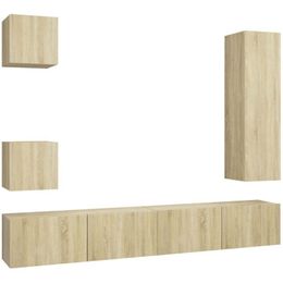 vidaXL - 5-tlg. TV-Schrank-Set Sonoma-Eiche Holzwerkstoff