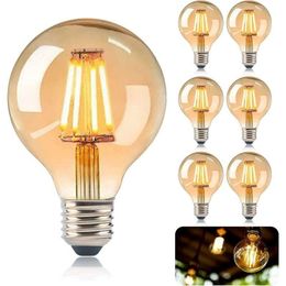 Volavo - ccykxa E27 Retro-Edison-Glühbirnen, 6er-Pack (nicht dimmbar), E27 G80 4 w LED-Edison-Glühbirnen, Retro-Filament-Edison-Glühbirnen, warmweiße