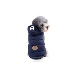 Csparkv - 20 x 32 x 23 cm, blaue Hundekleidung, Wintermäntel mit Fleece-Futter, warme Welpenjacke, weiche, winddichte Hoodies für kleine Hunde und