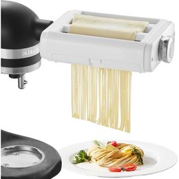 Mophorn - Nudelvorsatz für KitchenAid Mixer, 3-in-1-Rollenschneider-Set aus Edelstahl, Spaghetti, Fettuccine, 8 Stärken, Knopf