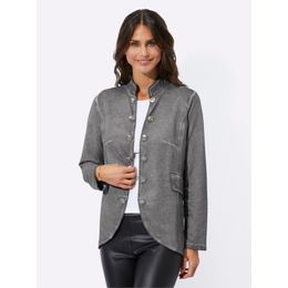 WITT Damen Sweatjacke in Oil-dyed-Optik, grau, Gr&ouml;&szlig;e 36