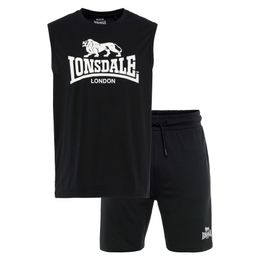 Sportanzug Lonsdale "ALLANTON", Herren, Gr. L (52), schwarz-weiß (schwarz, weiß), Obermaterial: 60% Baumwolle, 40% Polyester, sportlich, Sportanzüge, Tank und Shorts Set