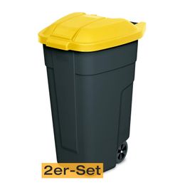BRB M&uuml;lltonne 100 Liter VE: 2 St&uuml;ck, anthrazit/gelb