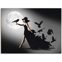 Wandbild Artland "Die Frau mit den Raben", schwarz, B:120cm H:90cm, Bilder, als Alubild, Outdoorbild, Leinwandbild, Poster, Wandaufkleber