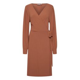 Wickelkleid Fransa "Wickelkleid FRBerib", Damen, Gr. M, beige (cedar wood), Obermaterial: 94% Viskose CV. 6% Elasthan EL., unifarben, casual, regular fit knieumspielend, V-Ausschnitt, Kleider