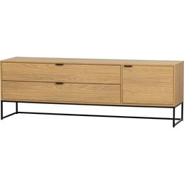 TV-Bank Woood, braun (eiche, b, h, t: 180 cm x 61 cm x 44 cm), B:180cm H:61cm T:44cm, Holz teilmassiv, Sideboards