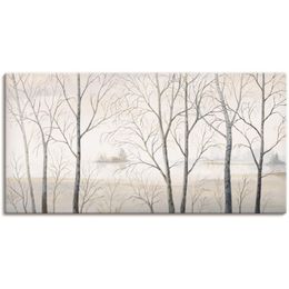 Wandbild Artland "Seeufer am Wald I", beige (naturfarben), B:150cm H:75cm, Bilder, als Alubild, Outdoorbild, Leinwandbild in verschied. Größen