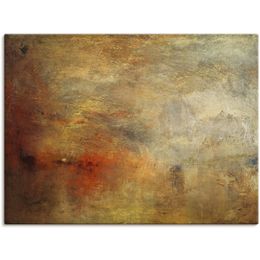 Leinwandbild Artland "Sonnenuntergang über einem See. 1840", braun, B:120cm H:90cm, Canvas, Leinwand, Bilder, auf Keilrahmen gespannt