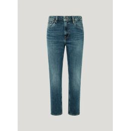 High-waist-Jeans Pepe Jeans "TAPERED JEANS HW", Damen, Gr. 28, Länge 30, blau (mocca blau), Denim/Jeans, Obermaterial: 99% Baumwolle, 1% Elasthan, casual, gerade, unten schmal, Jeans