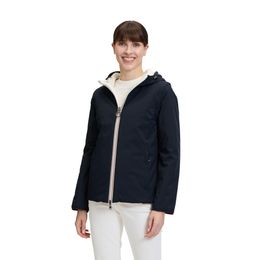 Wendejacke Betty Barclay "Betty Barclay Wendejacke mit Kapuze" Gr. 36, blau (dunkelblau), Damen, Obermaterial: 88% Polyester, 12% Elasthan. Füllung: 100% Polyester., Jacken