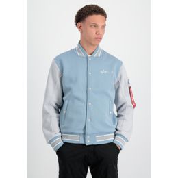 Sweater Alpha Industries "Alpha Industries Men - Outdoor Jackets Varsity Sweat Jacket ML", Herren, Gr. L, bunt (graublau), Obermaterial: 79% Polyester, 21% Baumwolle, regular fit, Sweatshirts