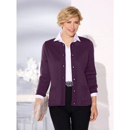 Strickjacke CLASSIC, Damen, Gr. 40, lila (traube), 50% Polyacryl, 50% Schurwolle, unifarben, Langarm, Strickjacken