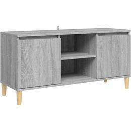 TV-Schrank mit Massivholz-Beinen Grau Sonoma 103,5x35x50 cm vidaXL