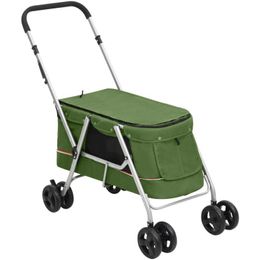 Hundewagen Faltbar Grün 100x49x96 cm Leinenstoff vidaXL