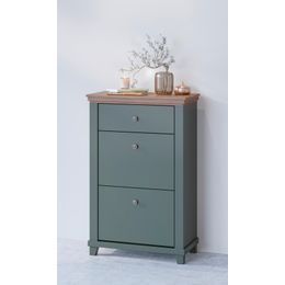 Kommode Home Affaire "Evora", bunt (grün, lefkas eiche, grün), B:71,3cm H:113cm T:42cm, FSC-zertifizierter Holzwerkstoff, Dekorfolie, Melamin, Metall, Sideboards