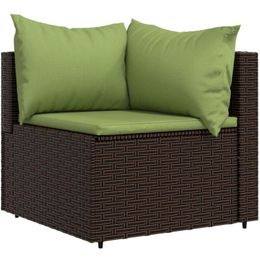 Garten-Ecksofa mit Kissen Braun Poly Rattan vidaXL