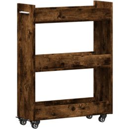 vidaXL - Schrank mit Rollen Räuchereiche 60x22x79 cm Holzwerkstoff