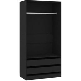 vidaXL - Kleiderschrank Schwarz 100x50x200 cm Holzwerkstoff