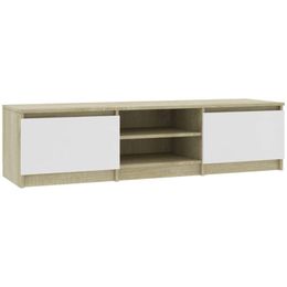 TV-Schrank Weiß und Sonoma-Eiche 140x40x35,5 cm Holzwerkstoff vidaXL