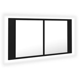 vidaXL - LED-Bad-Spiegelschrank Schwarz 90x12x45 cm Acryl