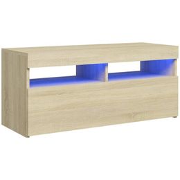 vidaXL - TV-Schrank mit LED-Leuchten Sonoma-Eiche 90x35x40 cm