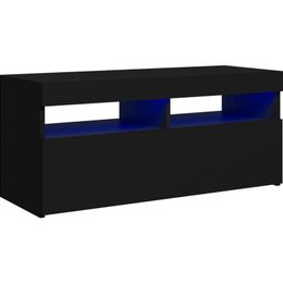 vidaXL - TV-Schrank mit LED-Leuchten Schwarz 90x35x40 cm