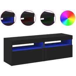 vidaXL - TV-Schränke LED-Leuchten 2 Stk. Schwarz 60x35x40cm