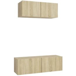 2-tlg. TV-Schrank-Set Sonoma-Eiche Holzwerkstoff vidaXL