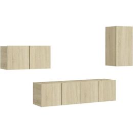 vidaXL - 4-tlg. TV-Schrank-Set Sonoma-Eiche Holzwerkstoff