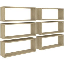 vidaXL - Würfelregale 6 Stk. Sonoma-Eiche 60x15x23 cm Holzwerkstoff