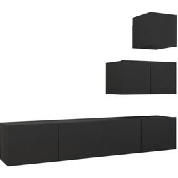 vidaXL - 4-tlg. TV-Schrank-Set Schwarz Holzwerkstoff