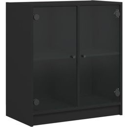 vidaXL - Beistellschrank mit Glastüren Schwarz 68x37x75,5 cm