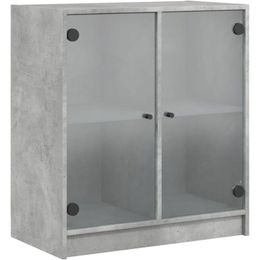 vidaXL - Beistellschrank mit Glastüren Betongrau 68x37x75,5 cm