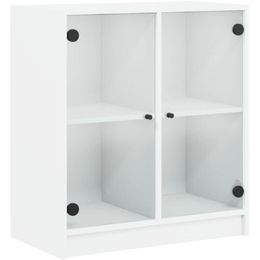 vidaXL - Beistellschrank mit Glastüren Weiß 68x37x75,5 cm