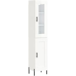 vidaXL - Highboard Hochglanz-Weiß 34,5x34x180 cm Holzwerkstoff