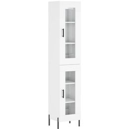 vidaXL - Highboard Hochglanz-Weiß 34,5x34x180 cm Holzwerkstoff