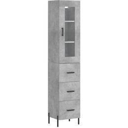 vidaXL - Highboard Betongrau 34,5x34x180 cm Holzwerkstoff